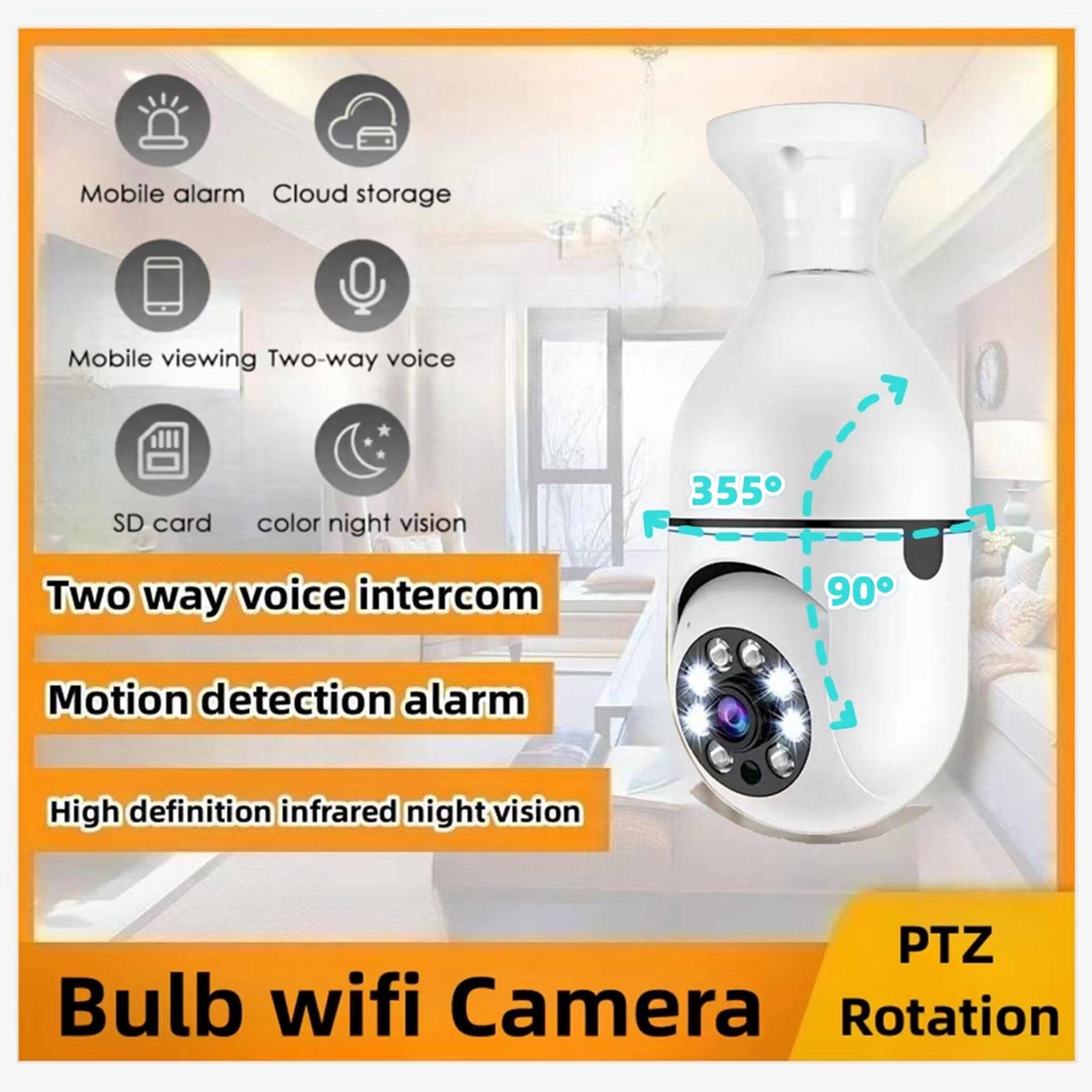 Wifi Camera E27 Bulb, Hd High-definition Camera, Smart Wireless Camera ...