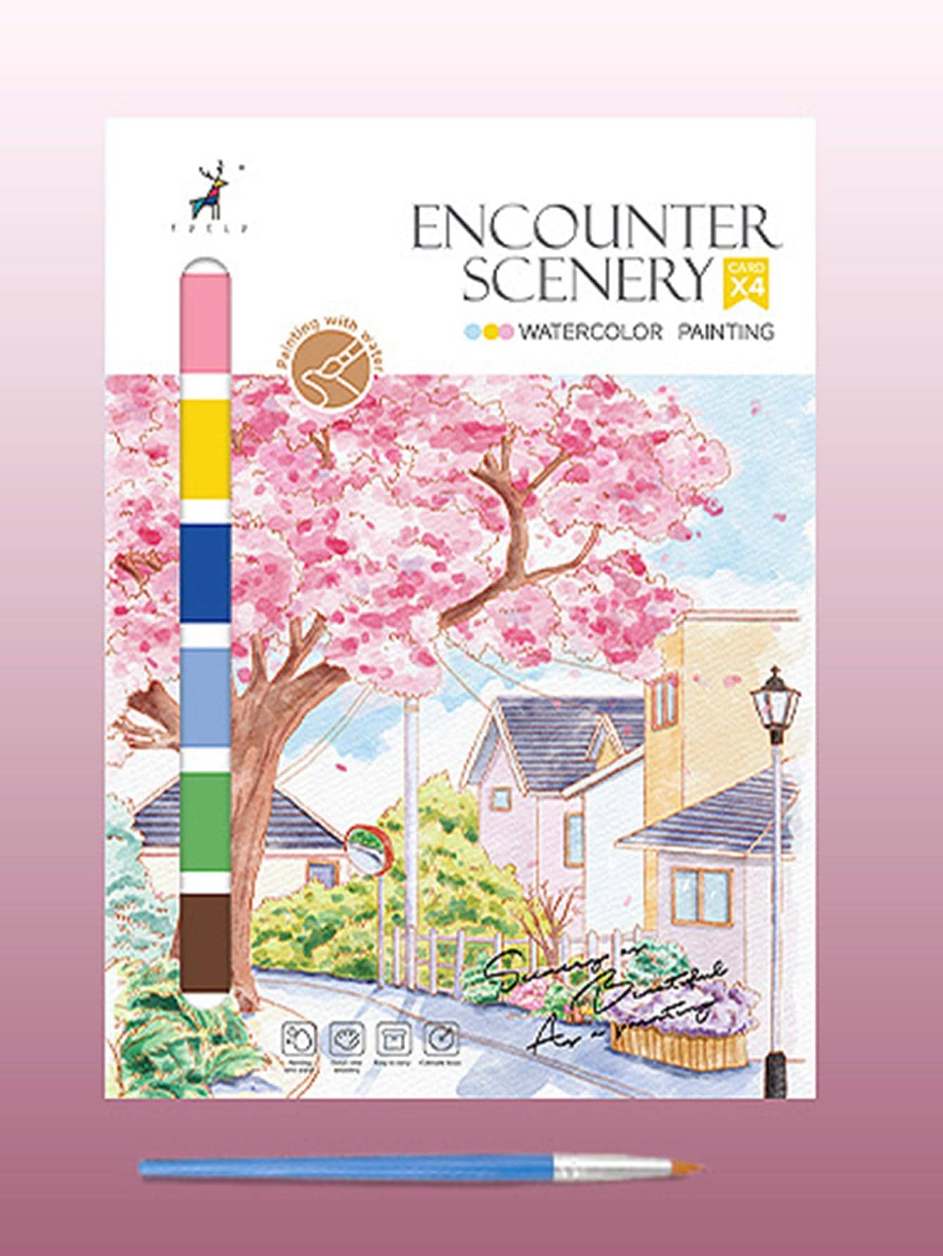 1pc Creative Watercolor Coloring Book With Cartoon Design, Color Paint ...