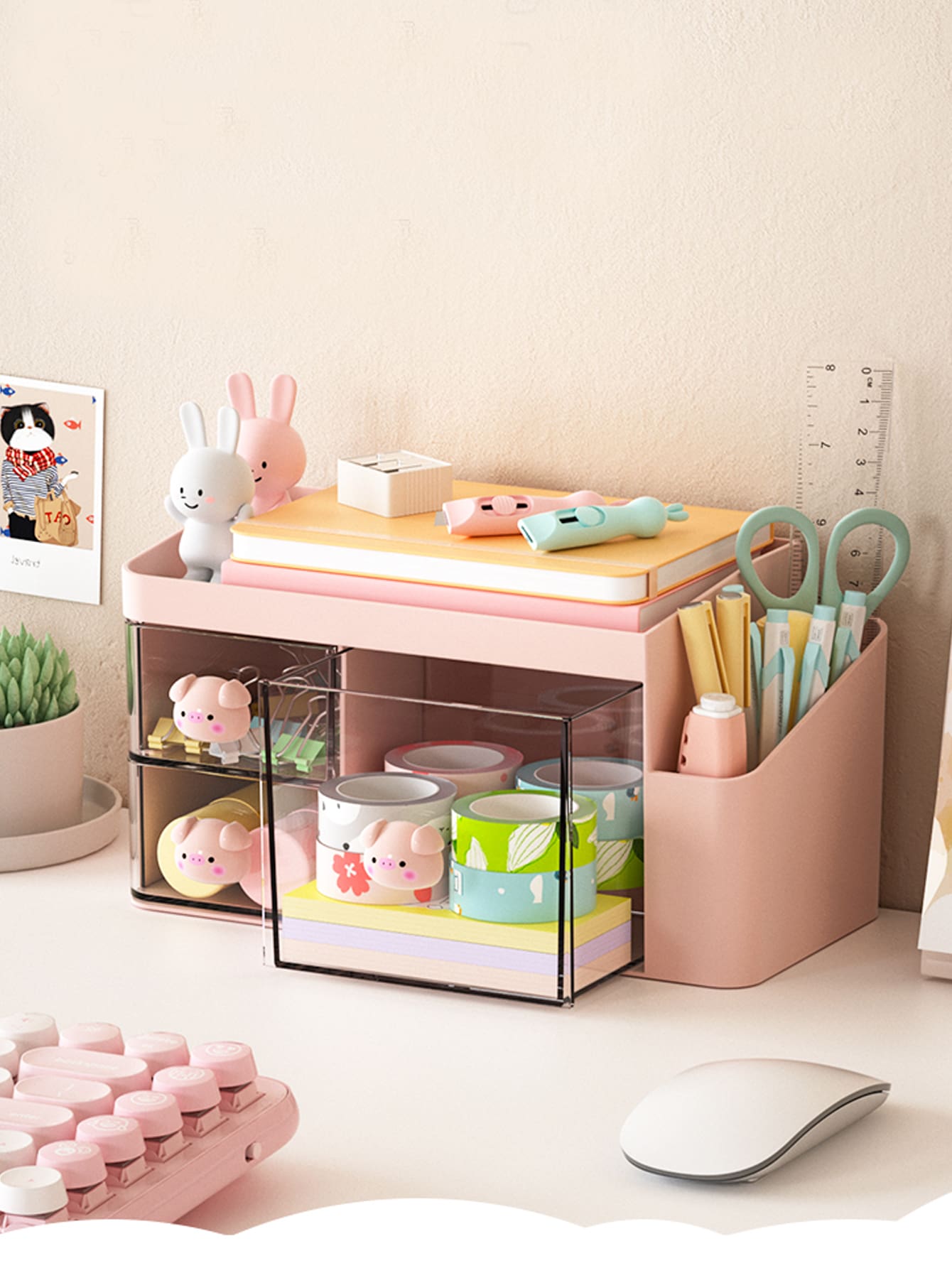 1pc Desk Organizer Drawer Type Storage Box Multi-functional Stationery ...