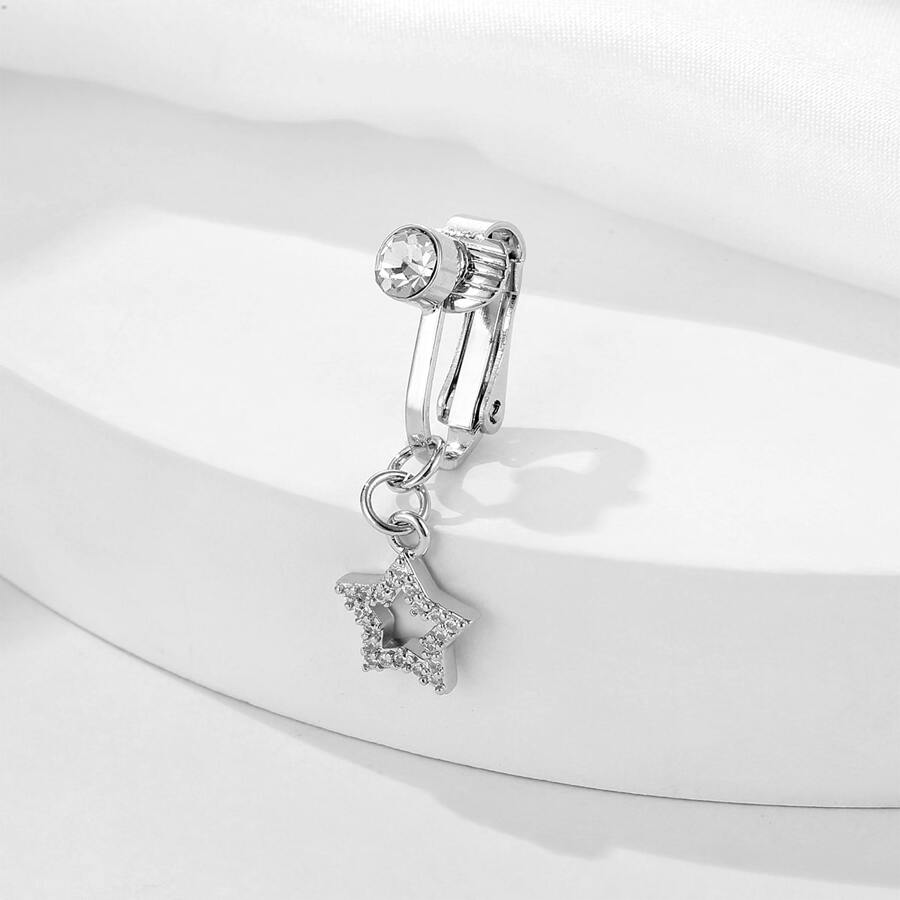 Non-Piercing Hollow star Fake Belly Piercing Clip On Umbilical Navel ...