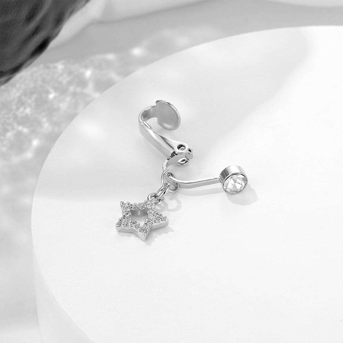 Non-Piercing Hollow star Fake Belly Piercing Clip On Umbilical Navel ...