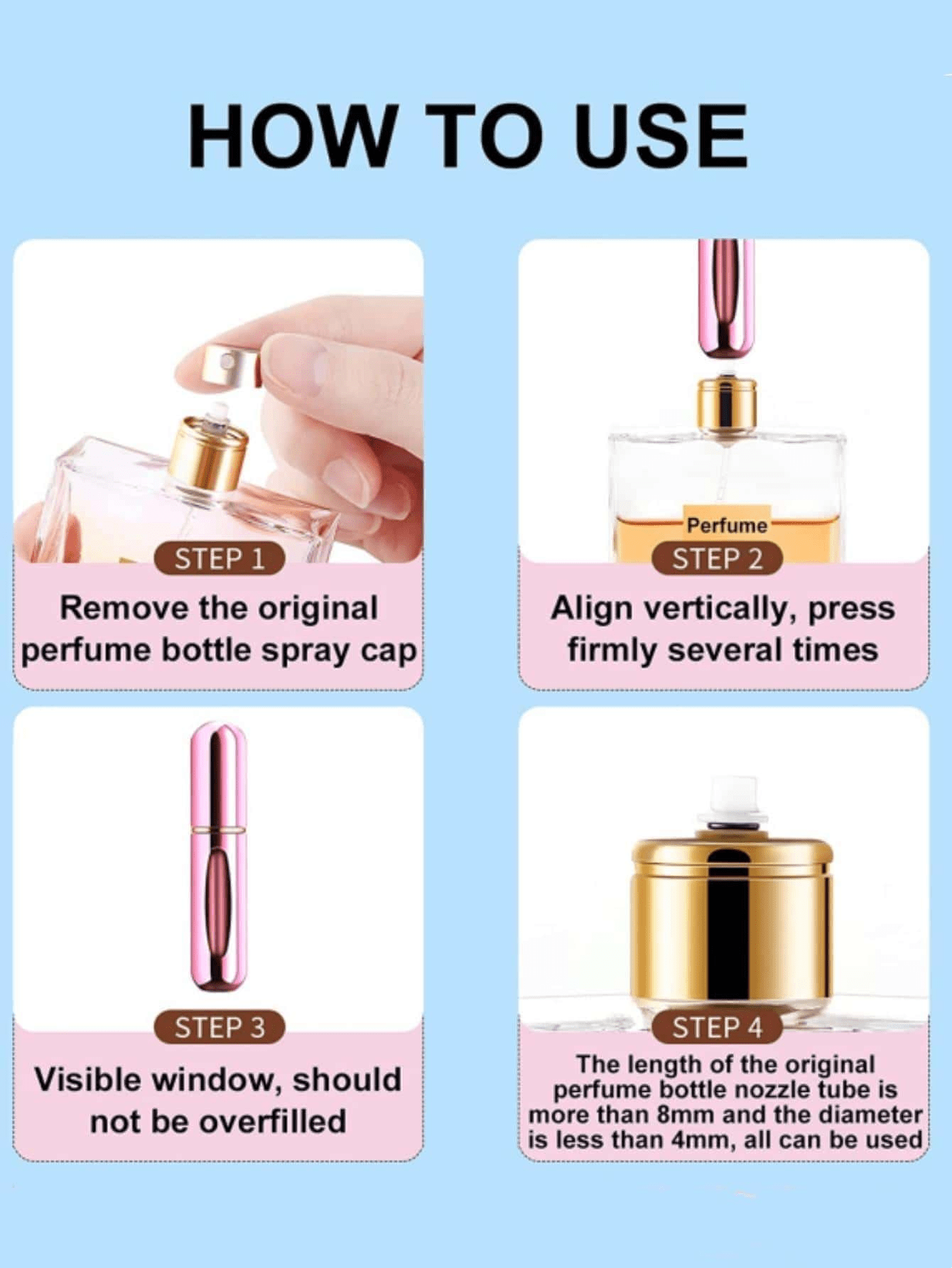 1pc 5ml Refillable Spray Bottle, Portable & Mini Handheld, With Bottom ...