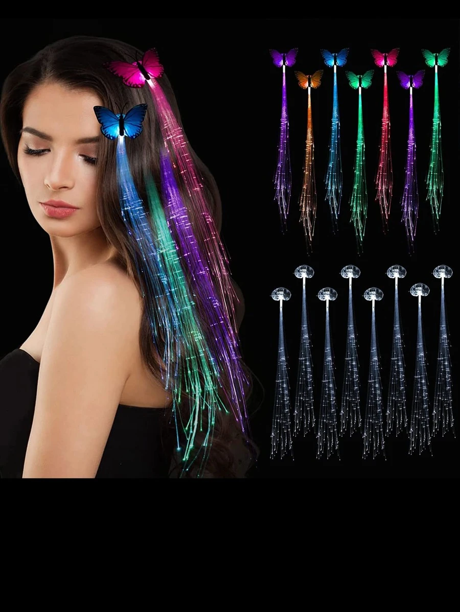 Meching 10 Pack Led Light Up Fairy Hair Accessories Braid Extension ...
