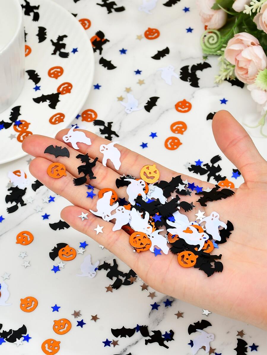 3d Holographic Skull Spider Pumpkin Bat Ghost Witch Halloween Confetti ...