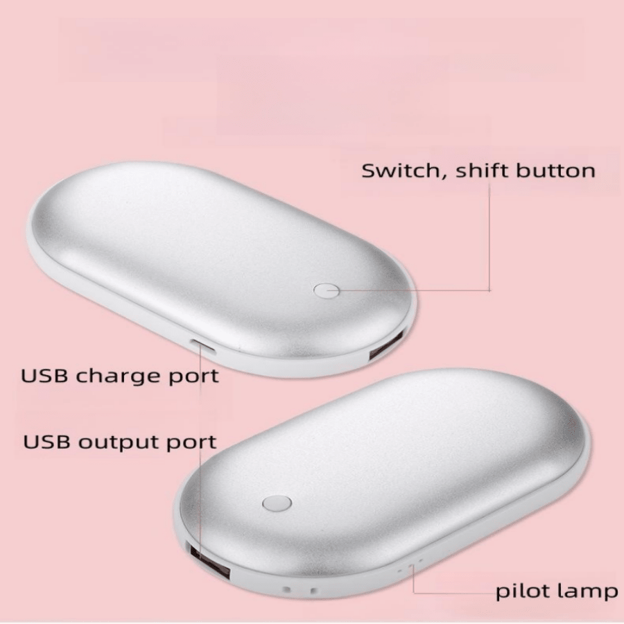1pc Pebble Shaped Usb Mobile Power Bank & Hand Warmer 2 In 1 Charger ...