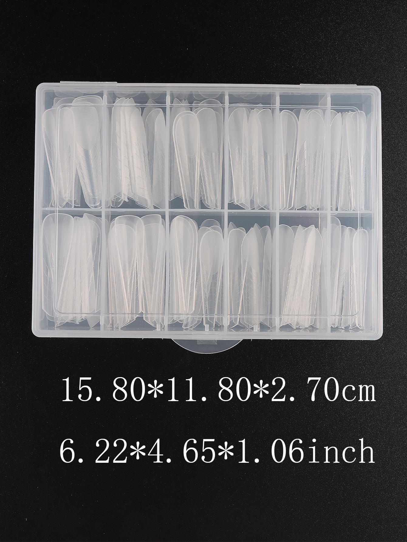 A Box Of 120 Pieces Double-Shaped Full-Cover Nail Tip Arch Extension ...