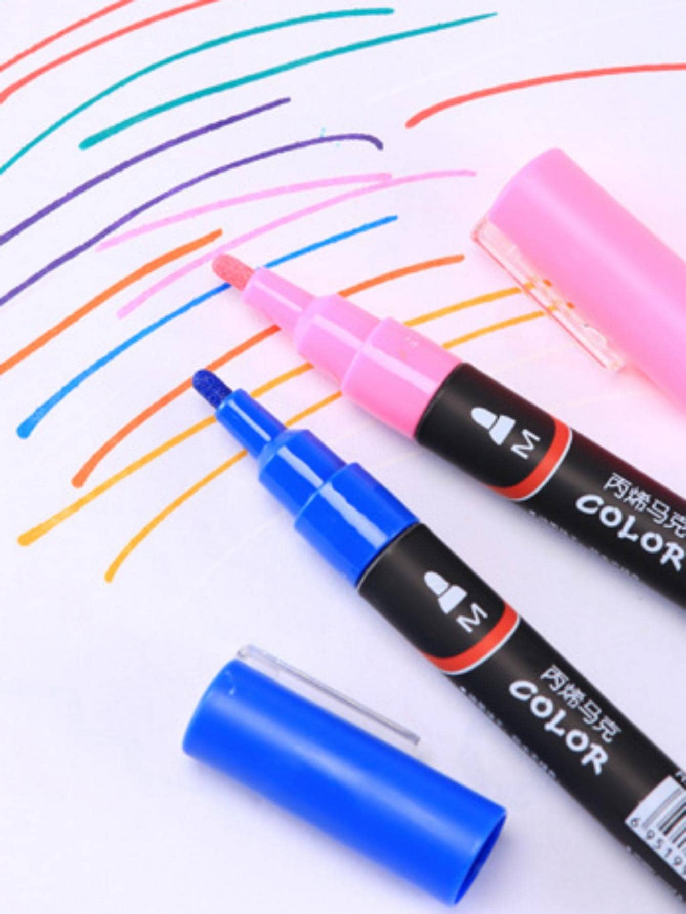 12-color water-based painting acrylic marker pen (pink color) students ...