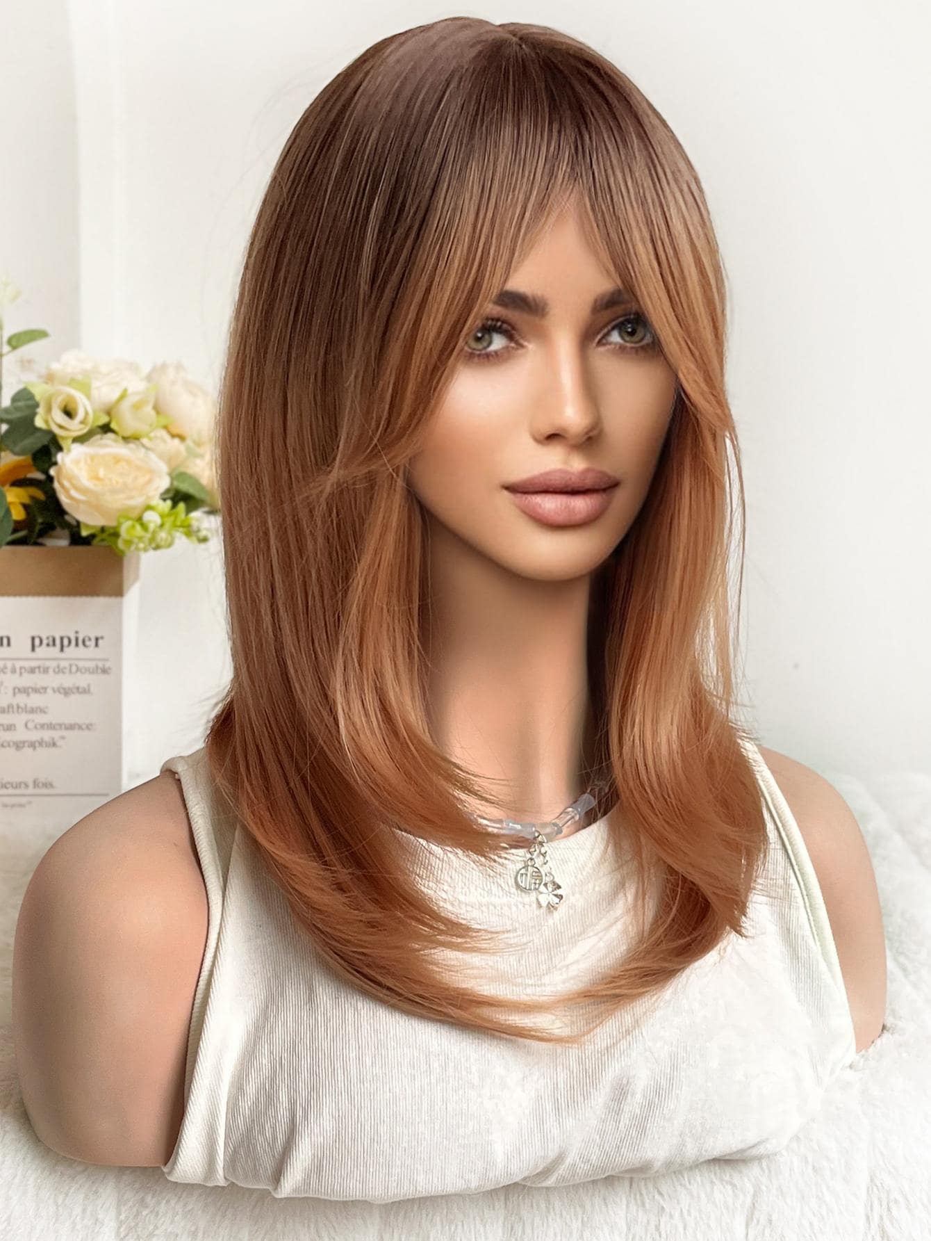 18 Inch Synthetic Fiber Wig In Micro Curl And Ombre Brown Color ...