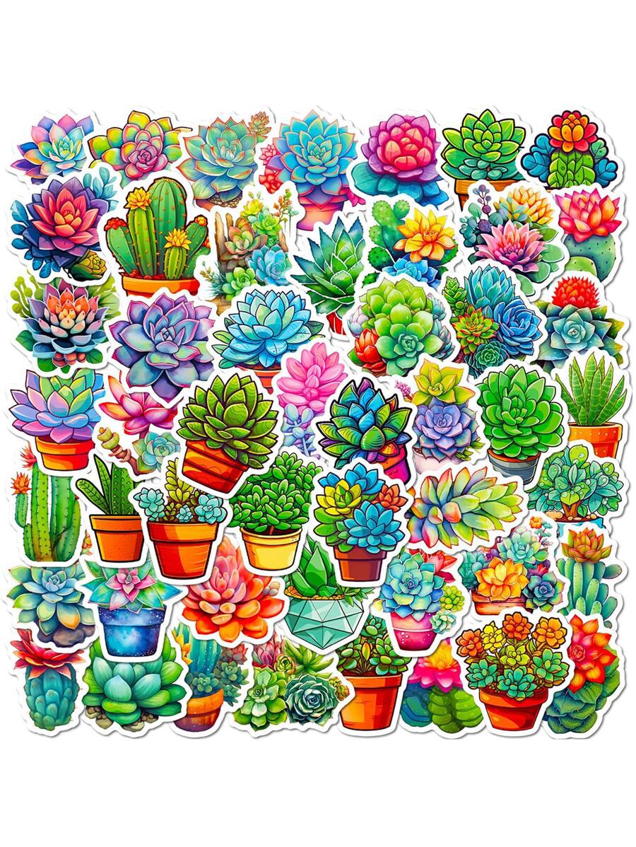 50pcs Various Unique Succulent Plants Stickers For Teens Kids Boys ...