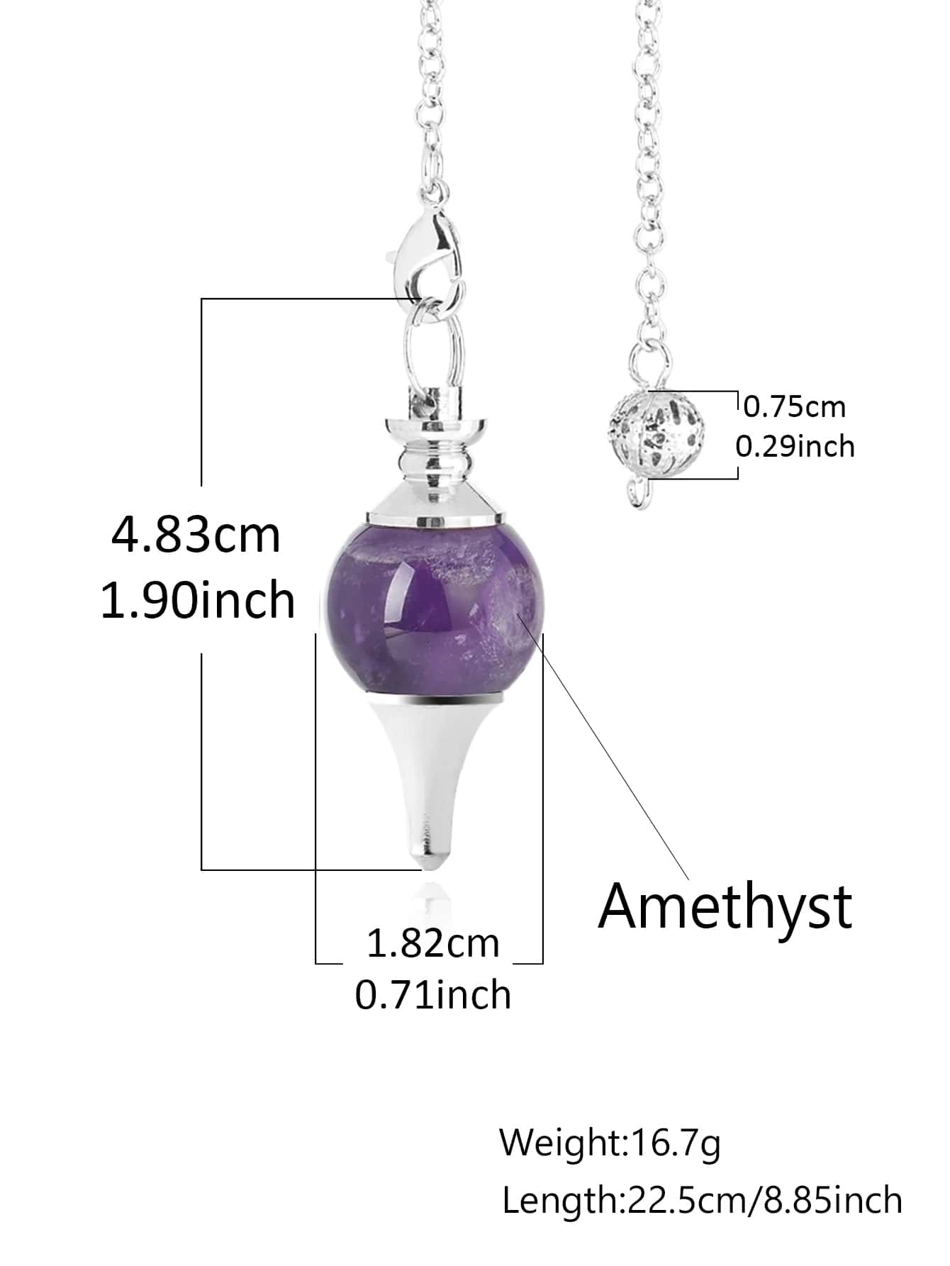 1PC Round Shape Natural Gem Stone Quartz Pendant Crystal Pendulum for ...