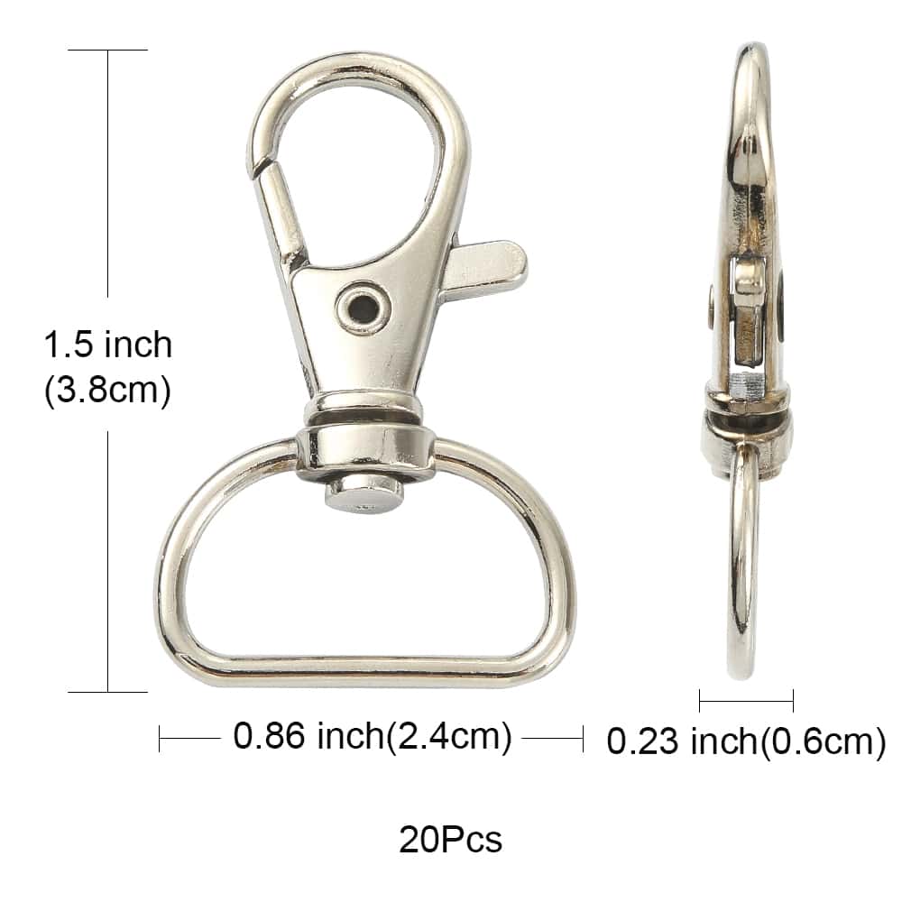 20Pcs Iron Swivel D Rings Lobster Claw Clasps, Swivel Snap Hook, 3.8x2 ...