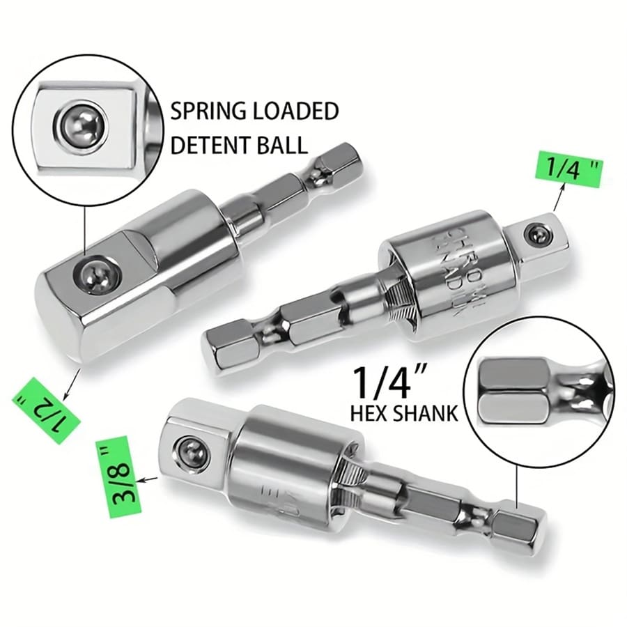 Power Drill Sockets Adapter Sets, 360 Degree Rotary Torque Wrench, 1/4 ...