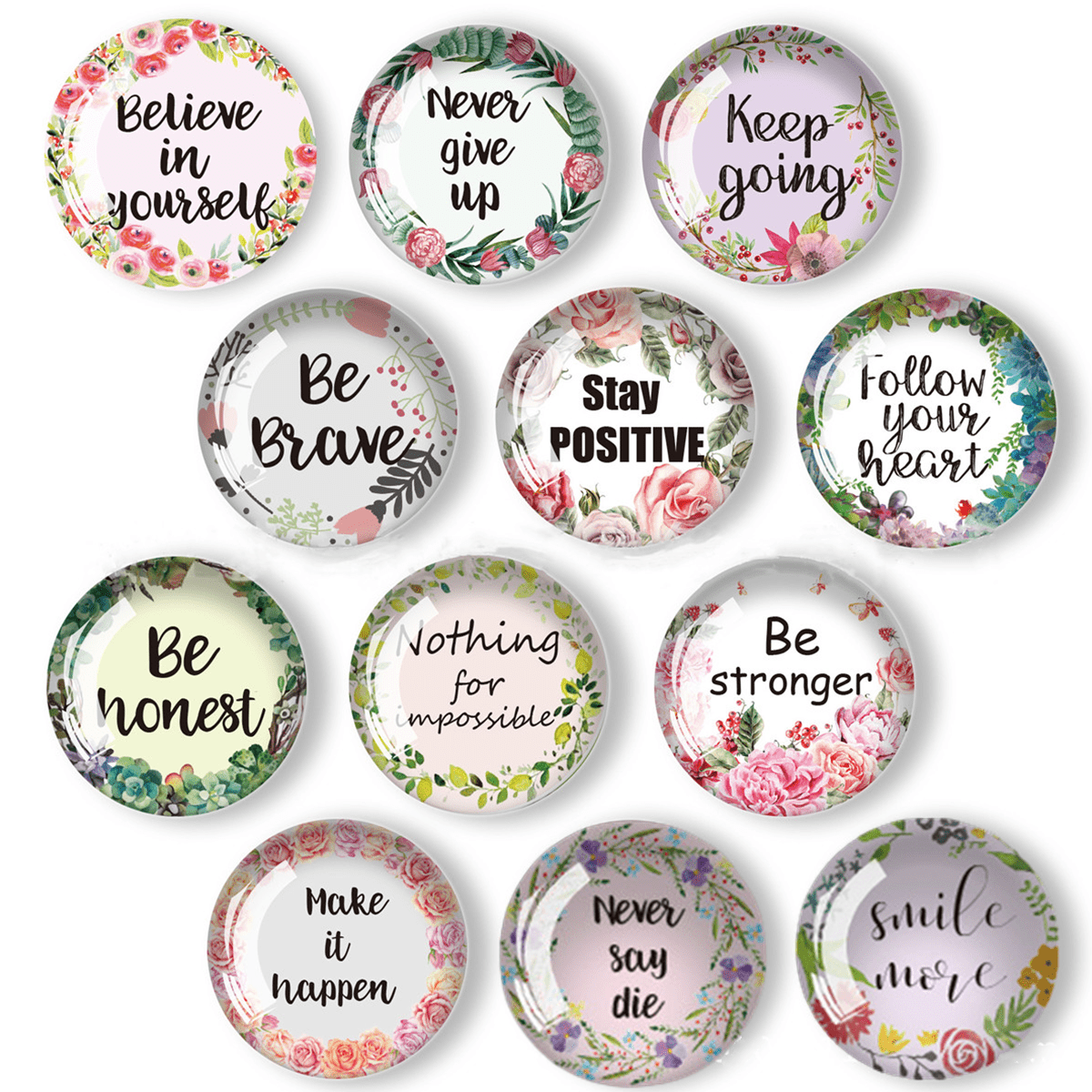 10pcs Random Pattern Crystal Glass Fridge Magnets, 3.3cm Whiteboard ...