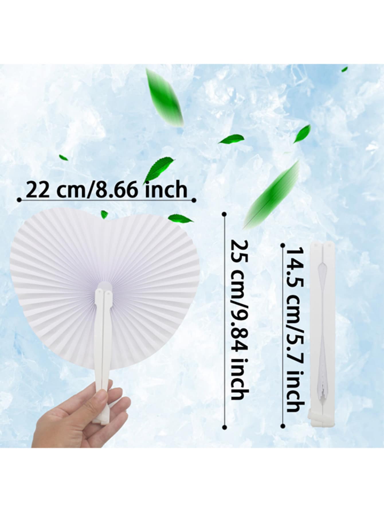 1pc/12pcs White Heart Shaped Blank Paper Fans For European-Style ...