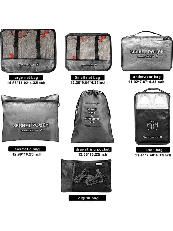 7 pieces Set Travel Organizer Storage Bags Suitcase Packing Set Storage ...
