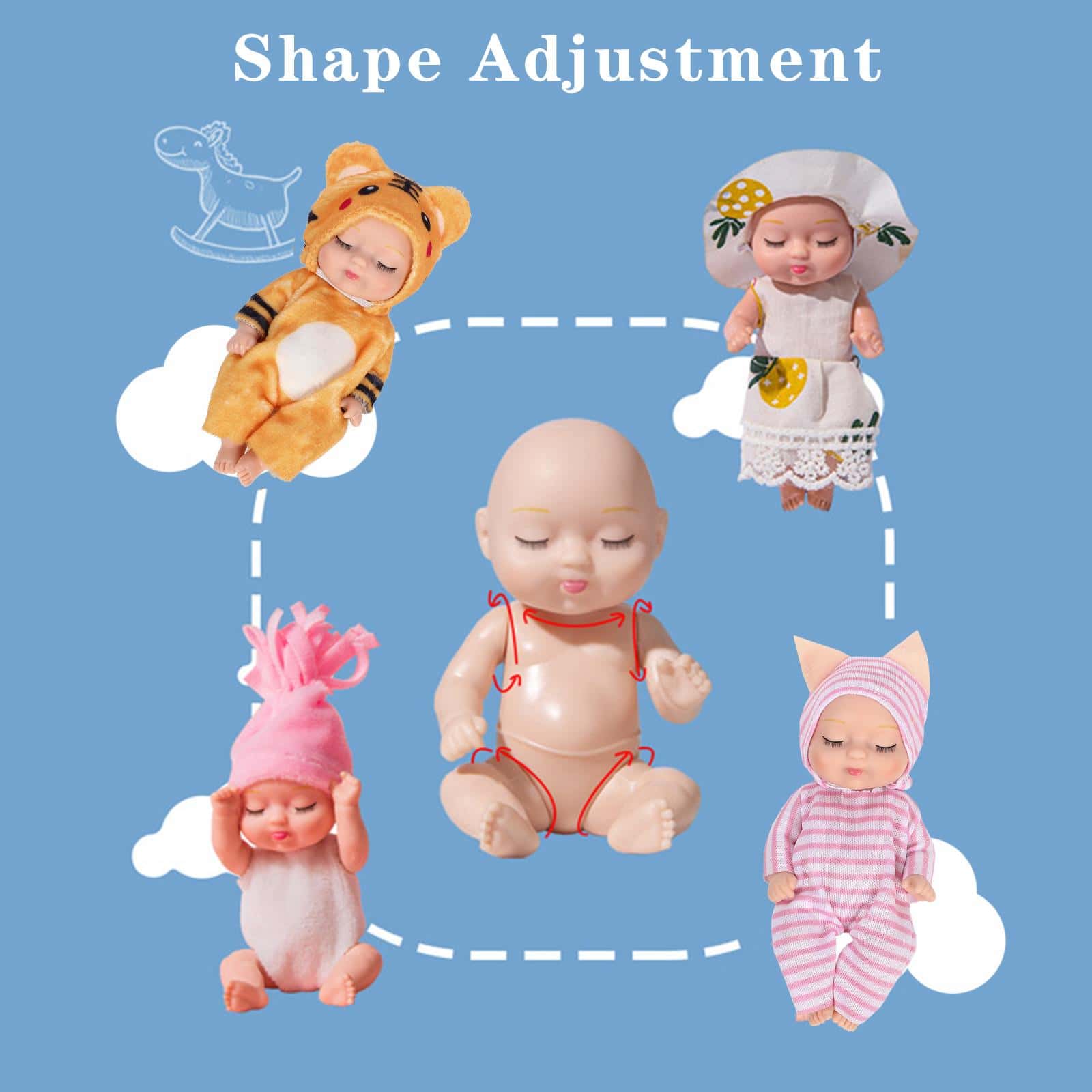 6 Sets 4 Inch Dolls Cute Baby Dolls Include 6 Pieces Baby Mini Dolls, 6 ...