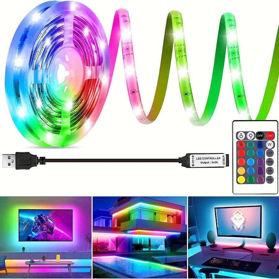 Tira de luz LED 10 FT USB TV , RGB cinta encendiendo para TV iluminar ...