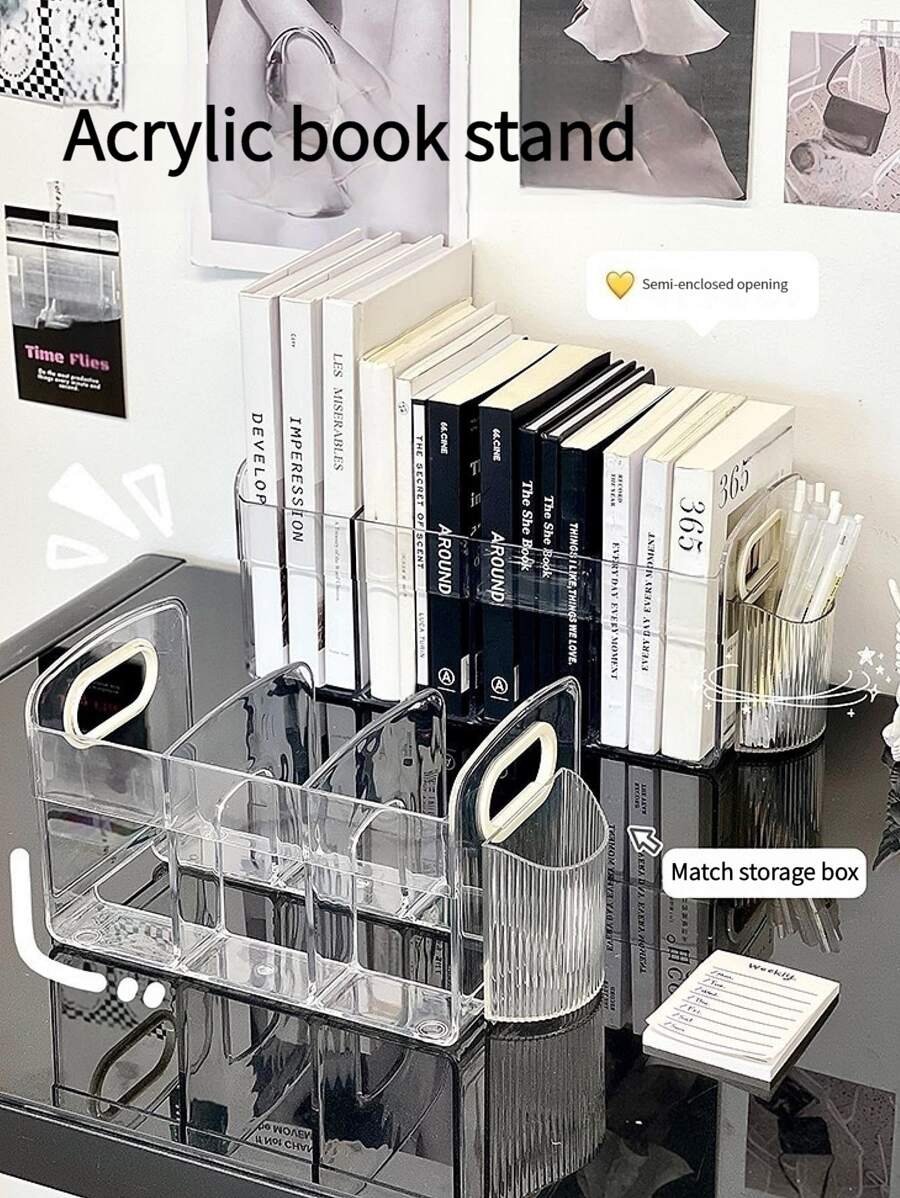 1pc Delicate Three Grid Desktop Bookshelf For Office Workspace And ...