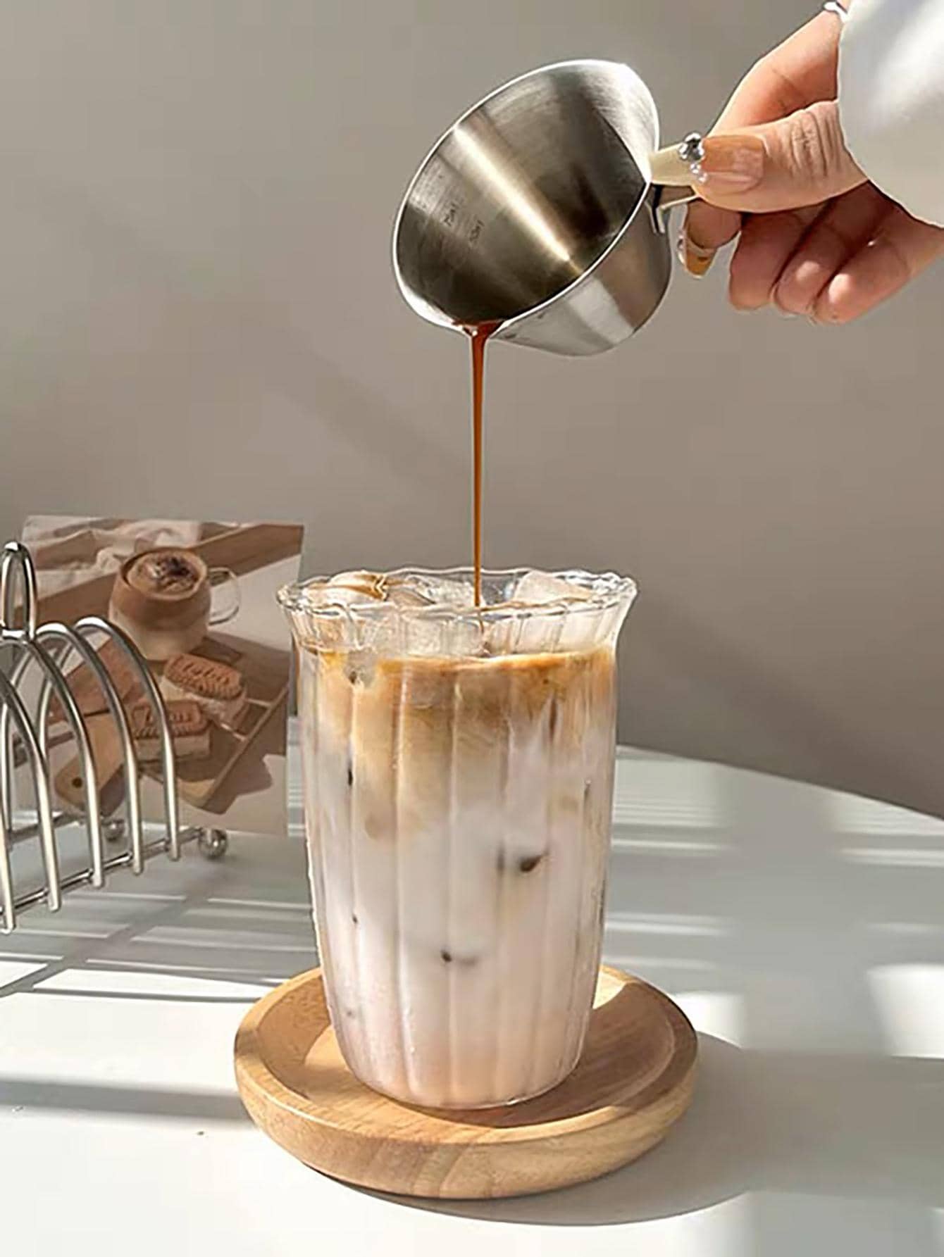 Cafe Temperature Resistant Vintage Striped Transparent Glass Water/iced ...