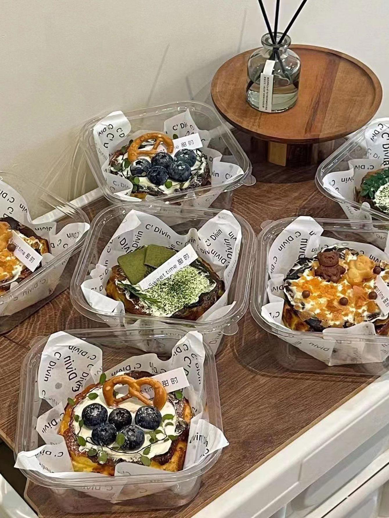 5pcs Basque Cake Box 4 Inch Clear Pastry Box Takeaway Packaging Box For ...