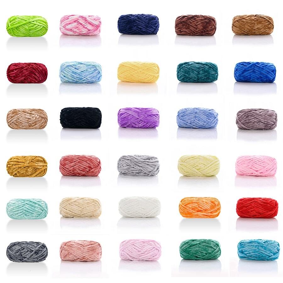 100g / 80M Chenille Velvet Yarn Knitting Wool Thick Warm Crochet Doll ...