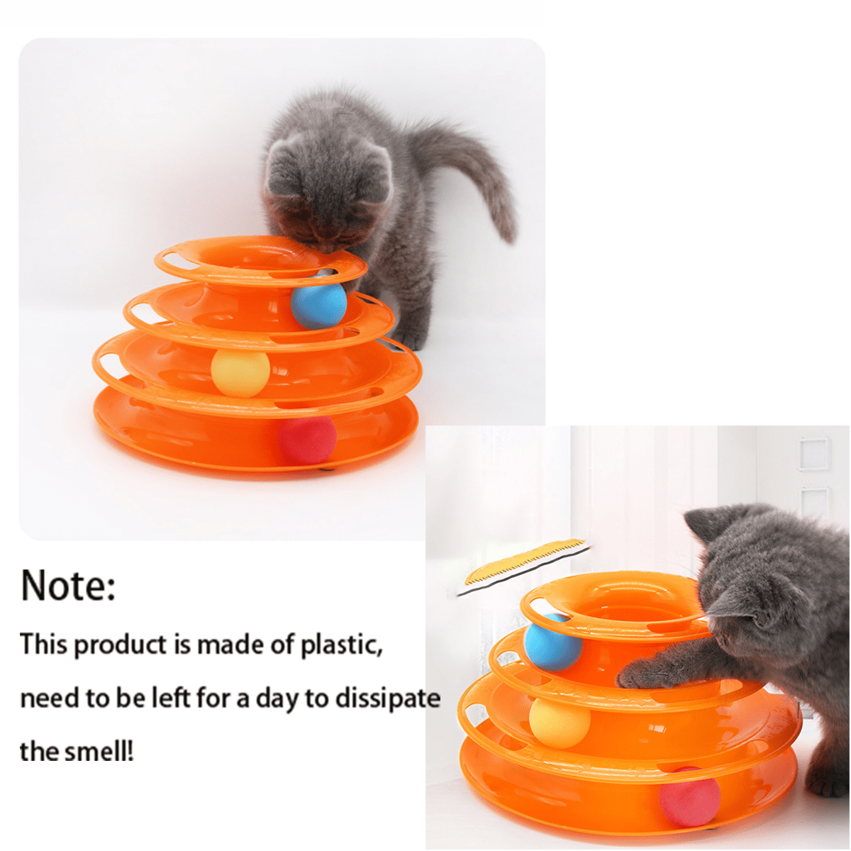 Cat Toy Three-tier Track Tower With Ball & Turntable | SHEIN USA