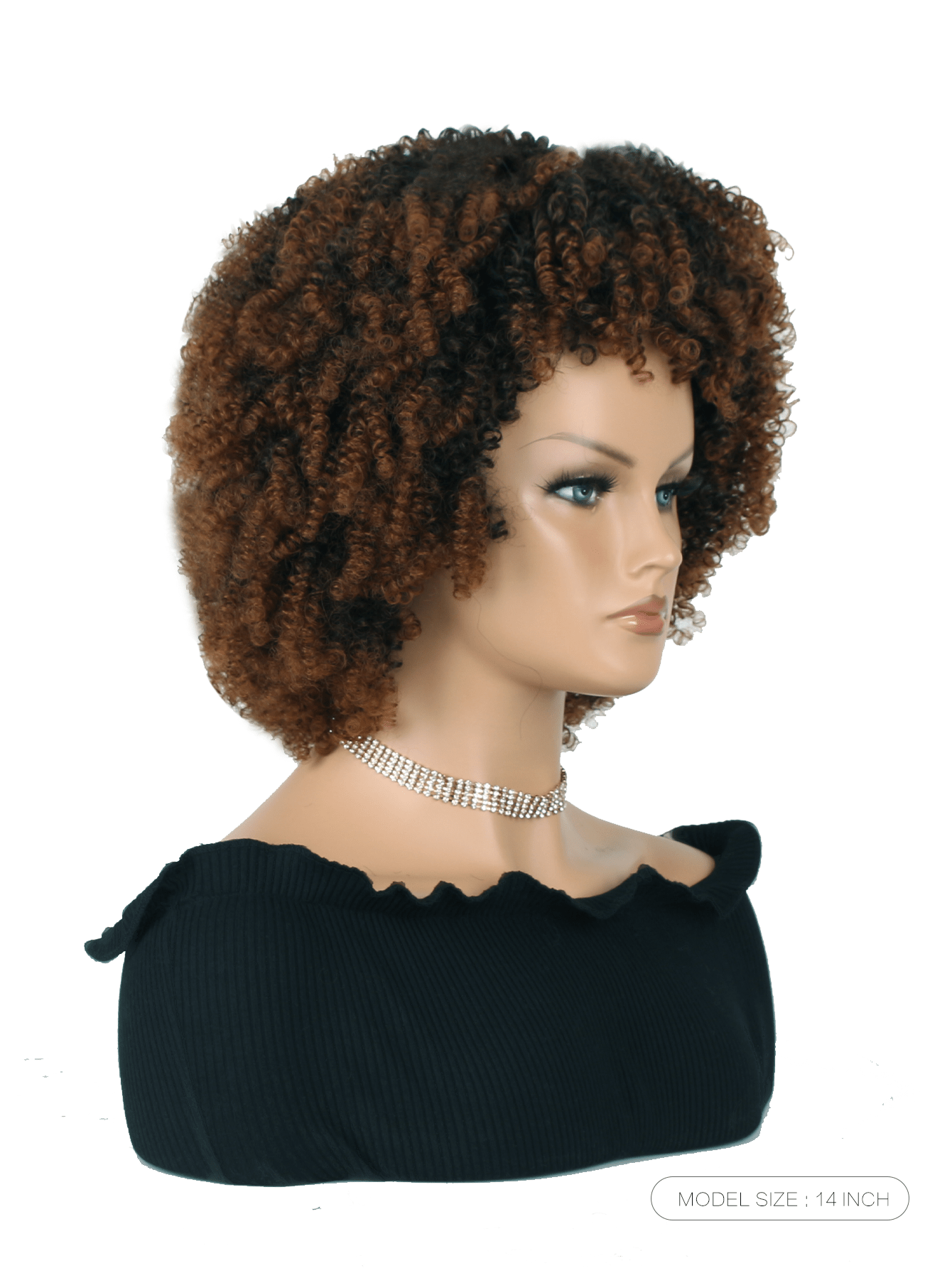 14 Inch African Kinky Curly Gradient Golden Synthetic Fiber Wig With ...