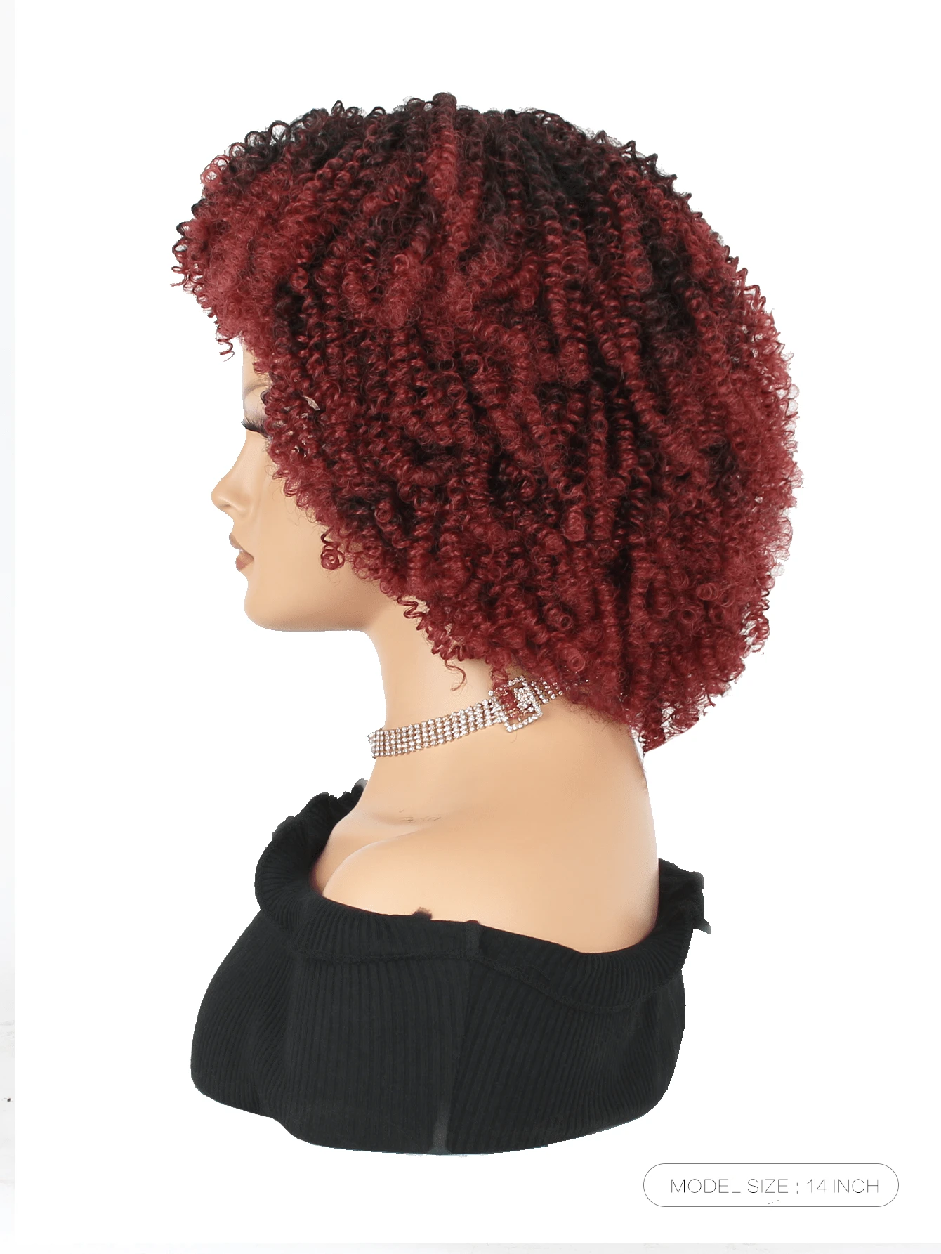 14 Inch African Kinky Curly Synthetic Hair Wig Gradient Golden Color ...