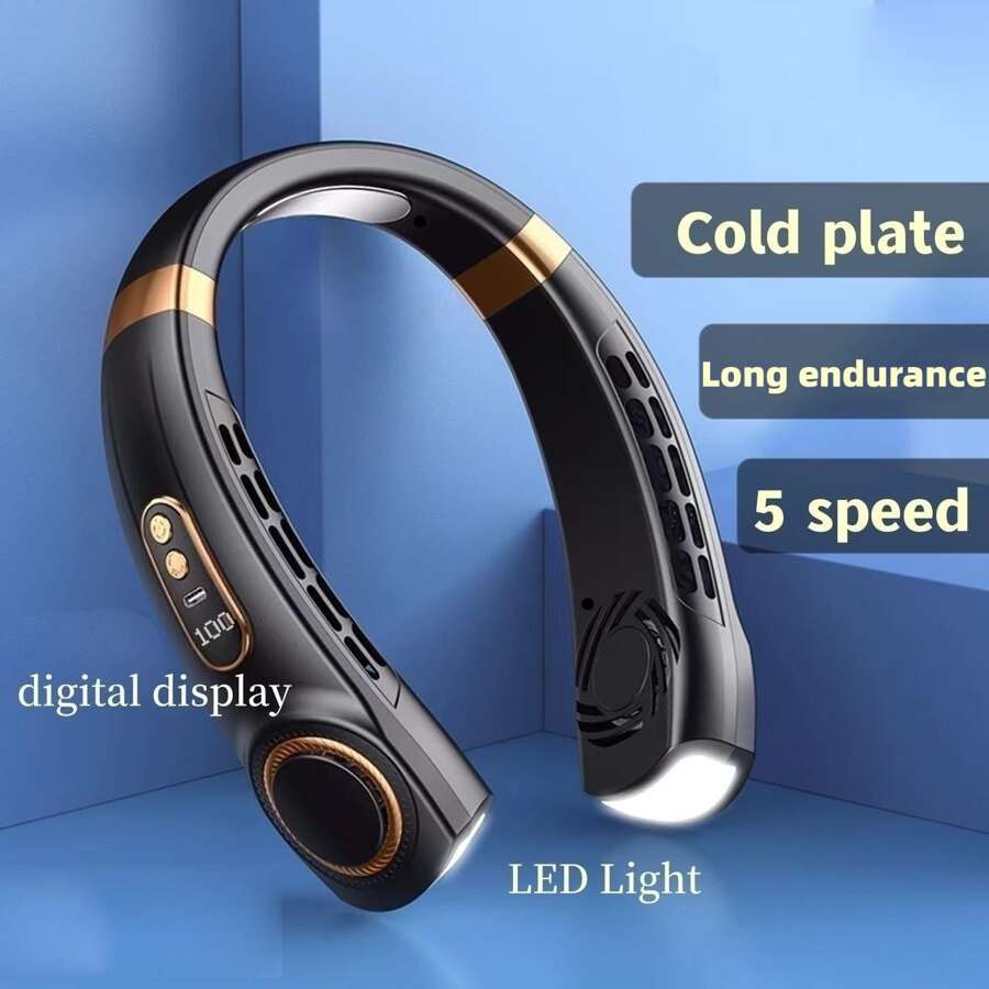 Portable Neck Cooling Fan With Led Display Screen, Rechargeable Hands ...