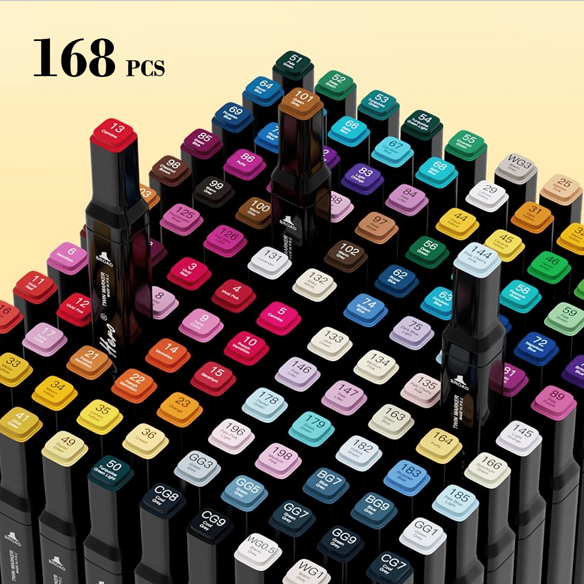 168colors Double-Ended Sketch Markers With Base For Art Drawing Comics ...
