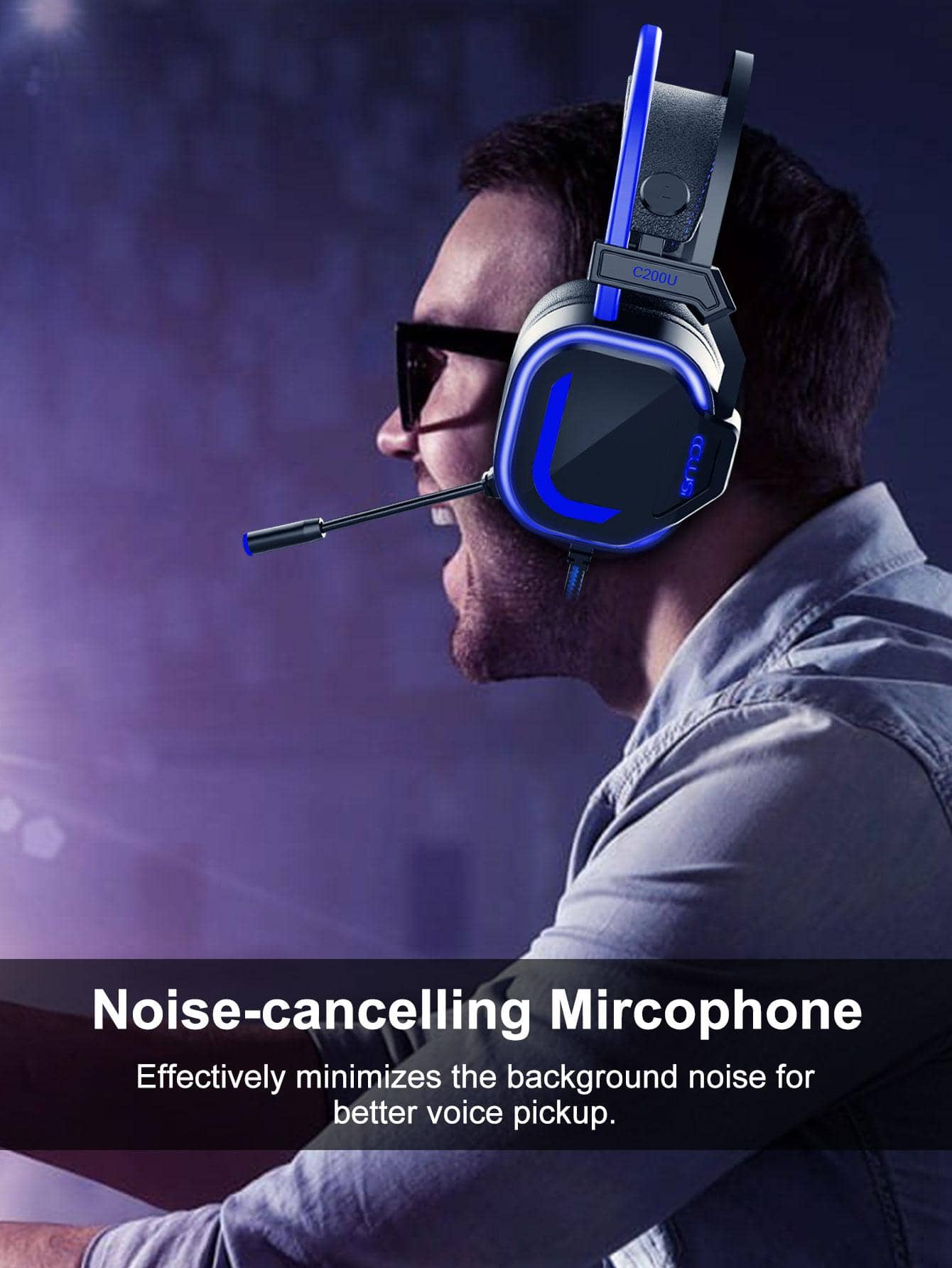 COLUSI Colusi kabelgebundenes Gaming-Headset mit Geräuschunterdrückung ...