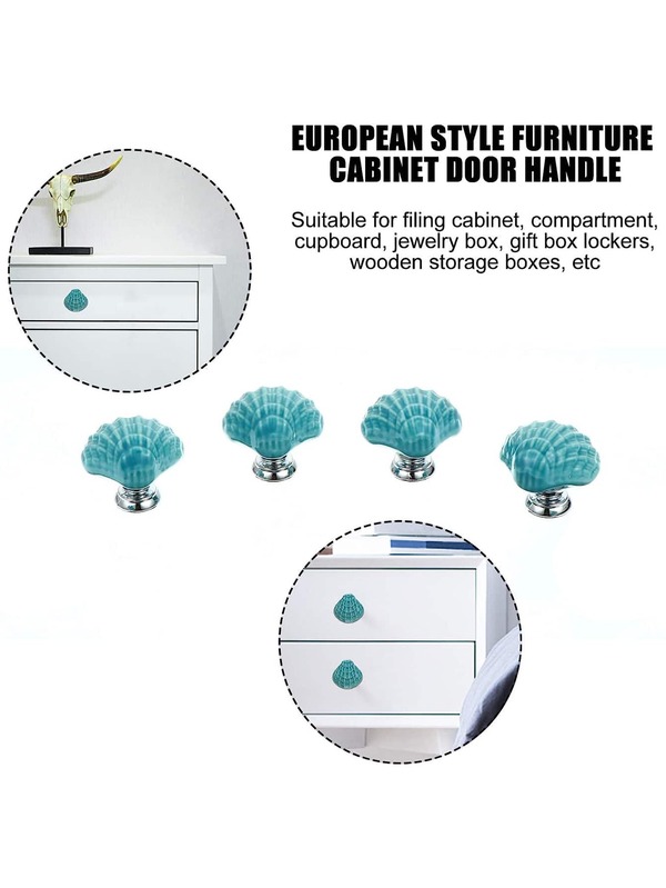 4pcs/set Shell Shaped Ceramic Cabinet Drawer Handles For Dresser ...