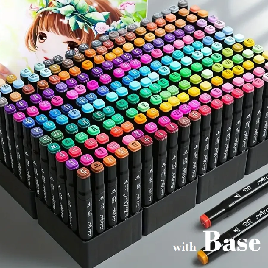 168colors Double-Ended Sketch Markers With Base For Art Drawing Comics ...