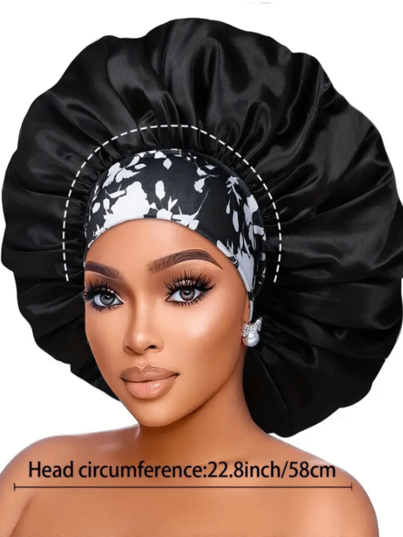 1pc Extra Large Satin Bonnets For Sleeping, Hair Bonnets For Women ...