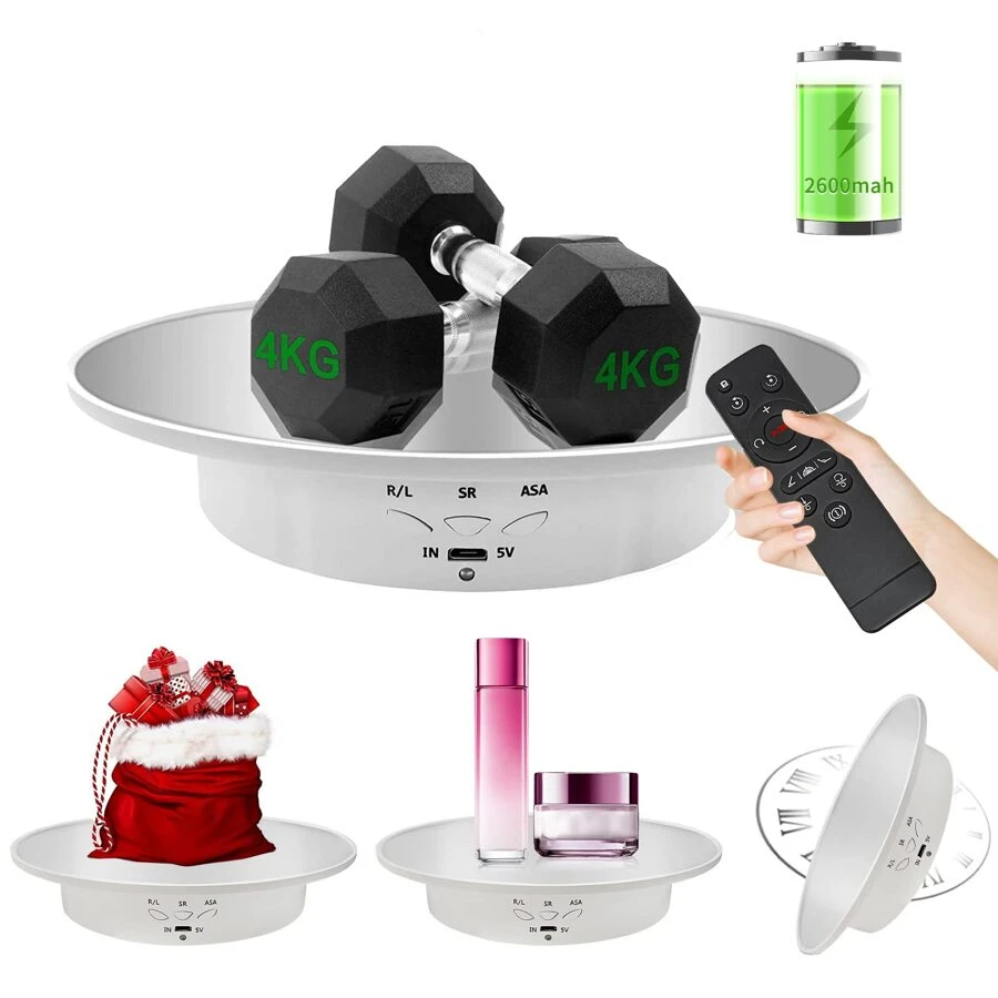 7.9" Mirror Motorized Rotating Display Stand Turntable with Remote ...