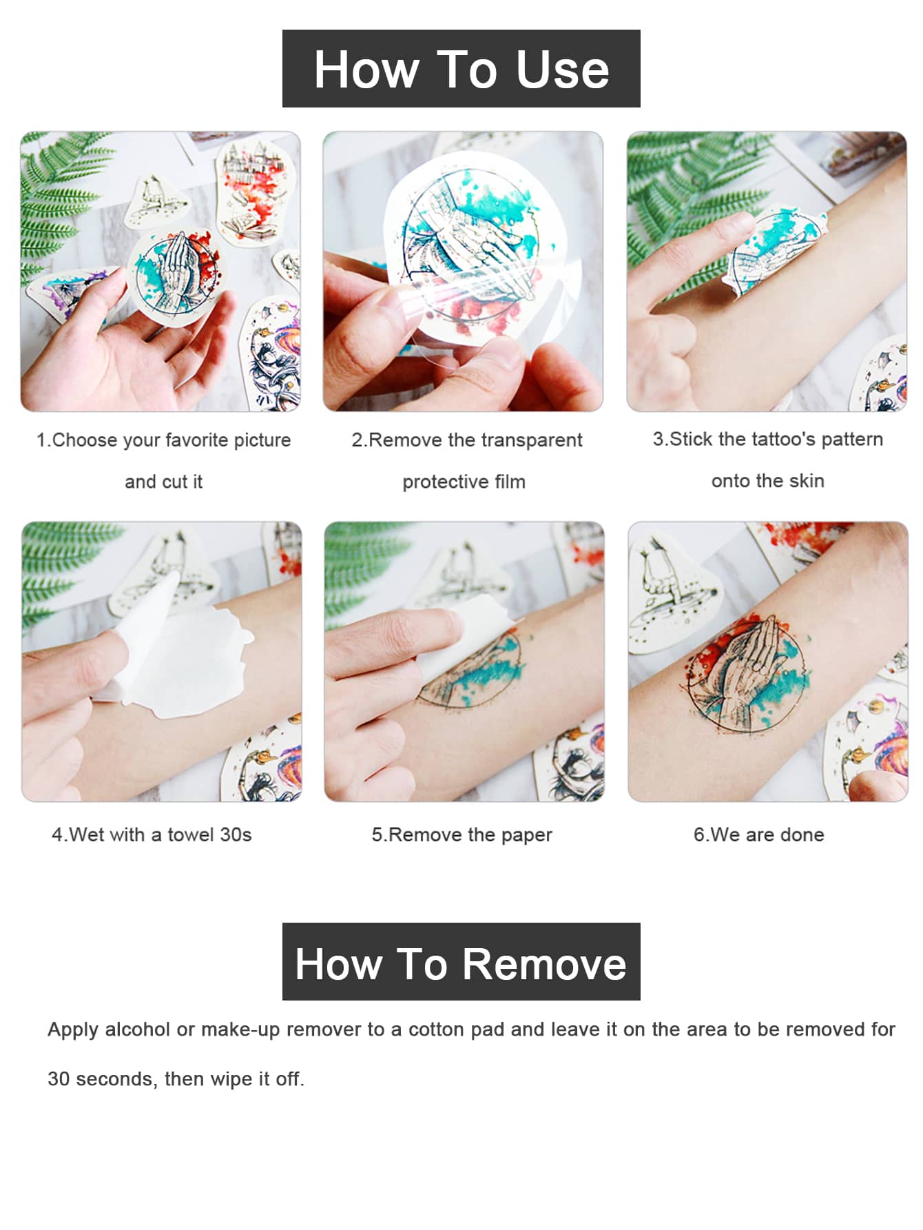 1pc Large Size Pink Gemstone & Flower Pattern Temporary Tattoo Sticker ...