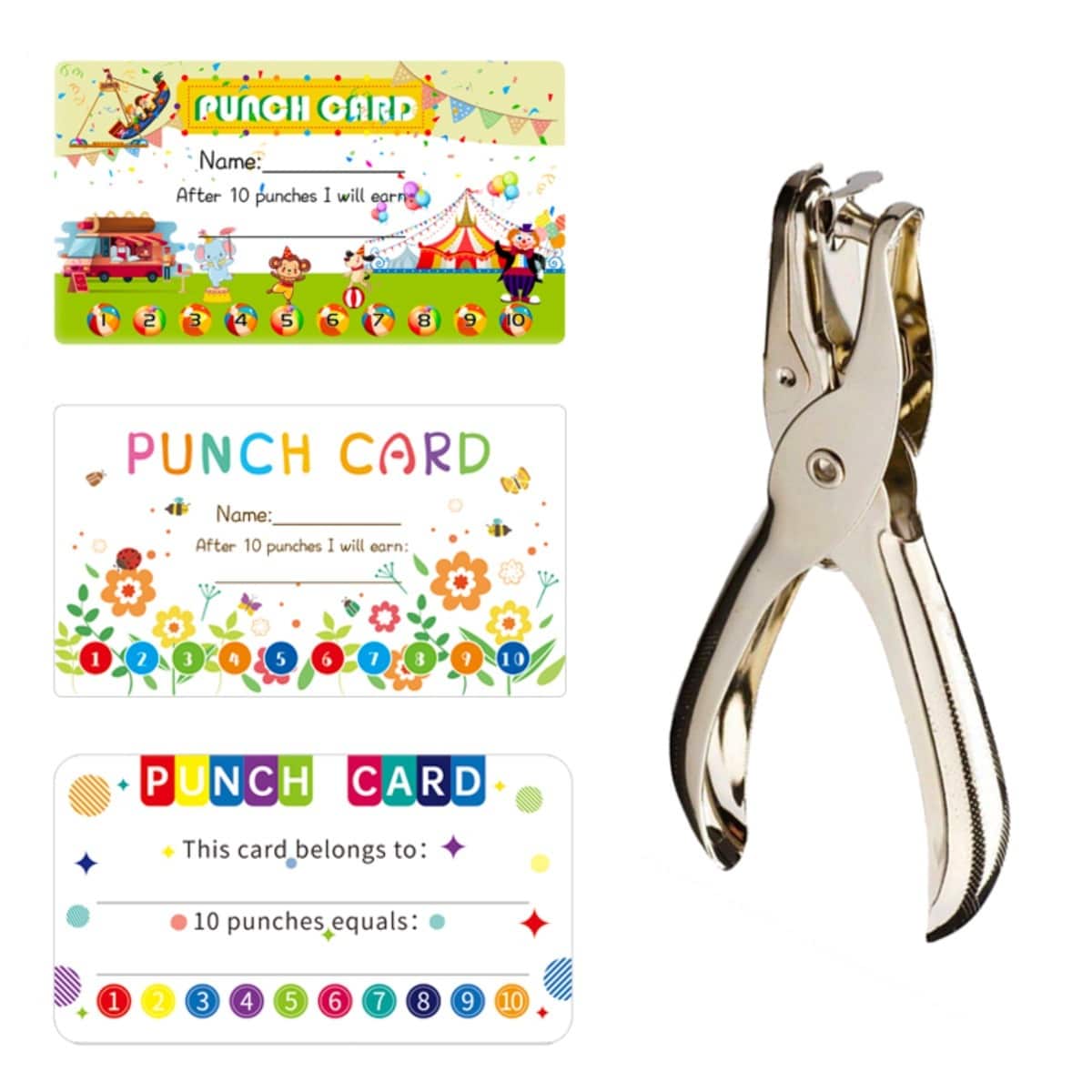 150Pcs Punch Cards, With Hole Puncher, My Reward Cards For Classroom ...
