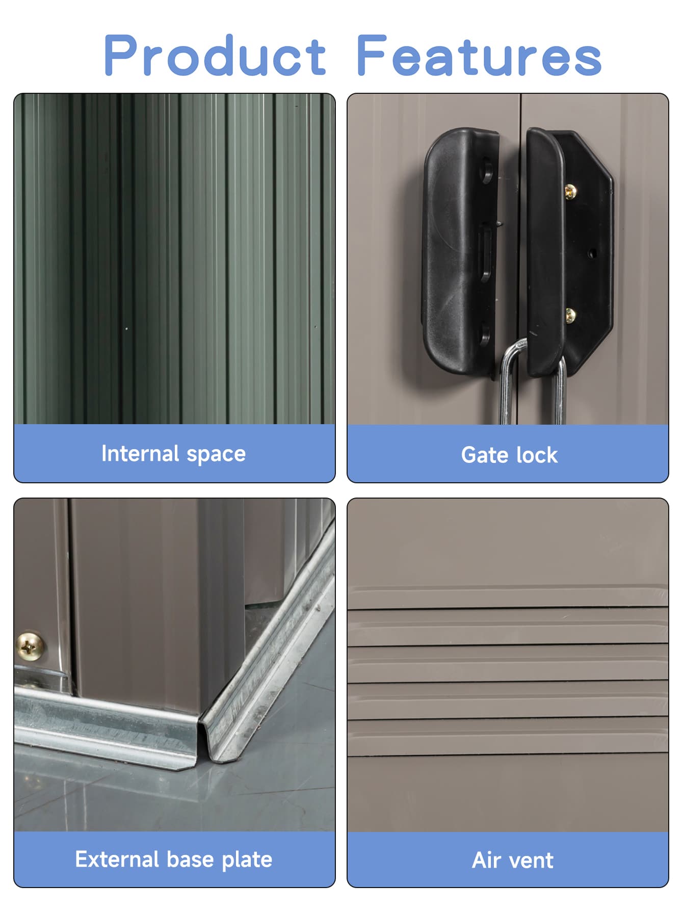 8ft x 4ft Outdoor Metal Storage Shed, Waterproof Tool Storage Cabinet ...