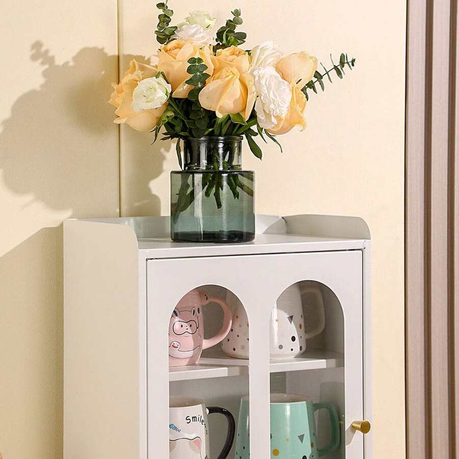 Glass Doors Display Cabinet, Metal Desktop Display Cabinet with Drawers ...