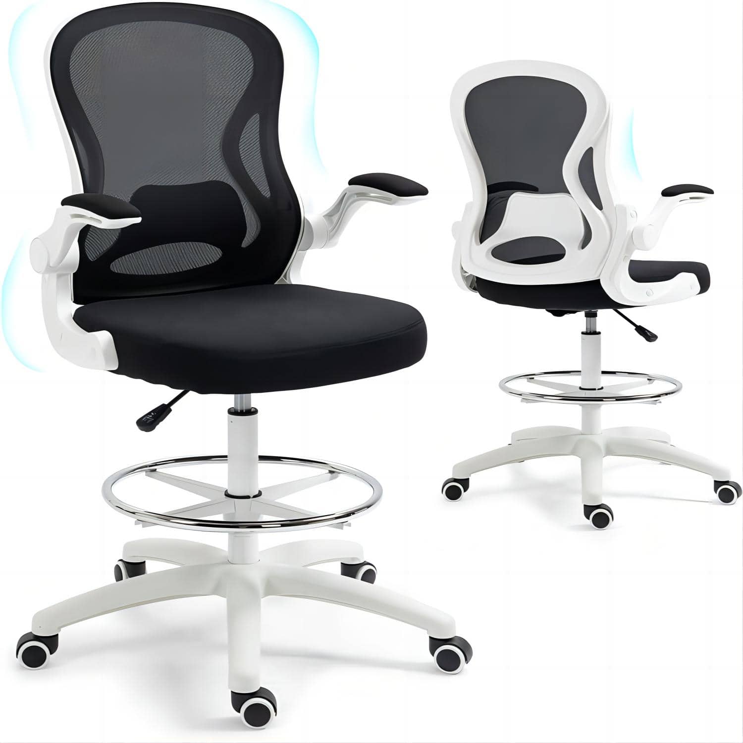 HOMEFUN Drafting Chair Office Desk Stool - Adjustable Tall Ergonomic ...