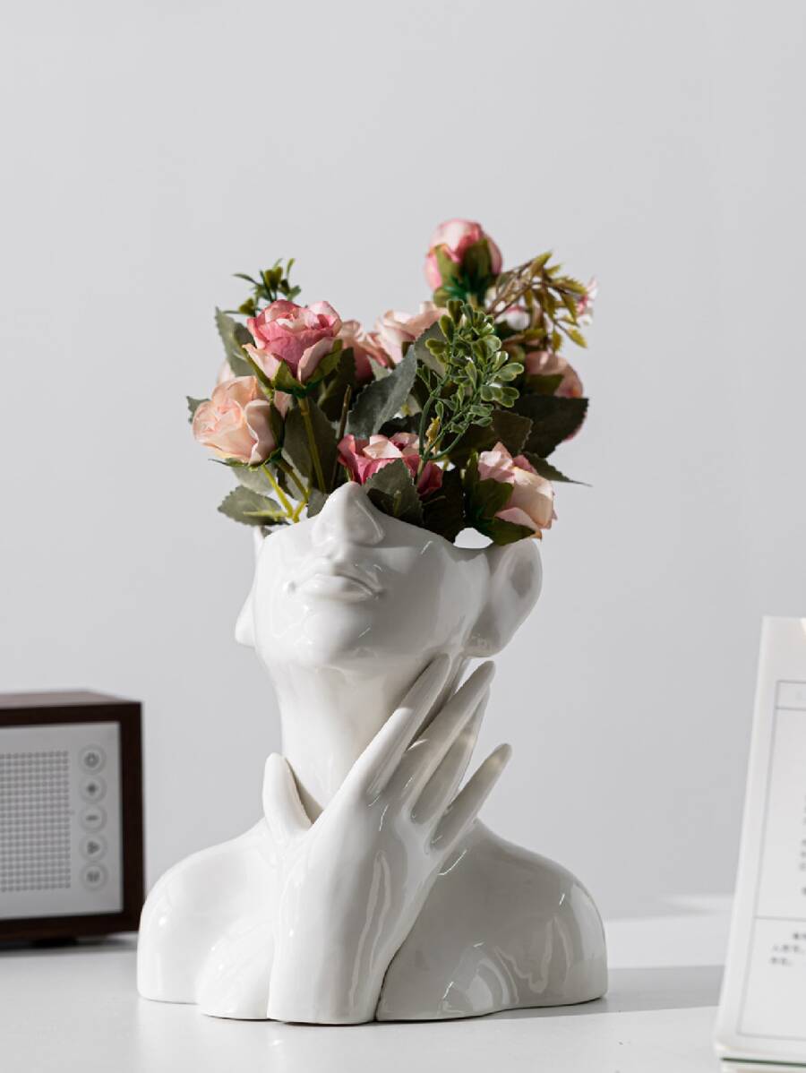 1pc Nordic Style Human Body Art Ceramic Vase, Modern Minimalist Face ...