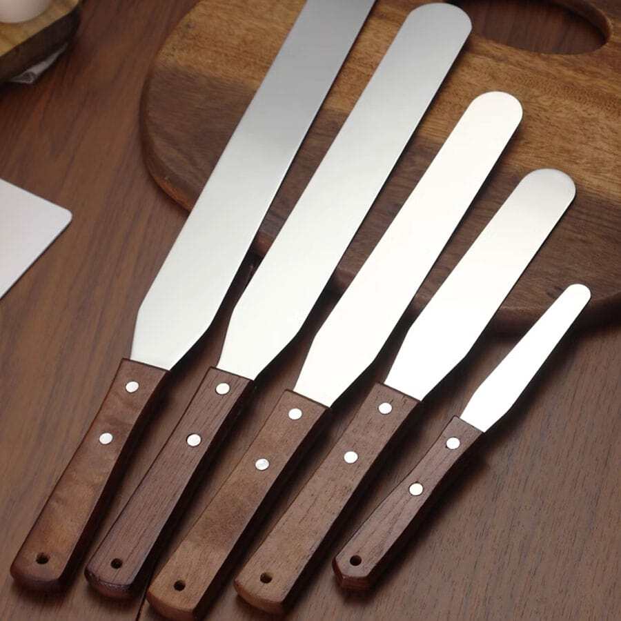 6/8/10-Inch Wooden Handle Stainless Steel Butter Scrapers, Cake ...