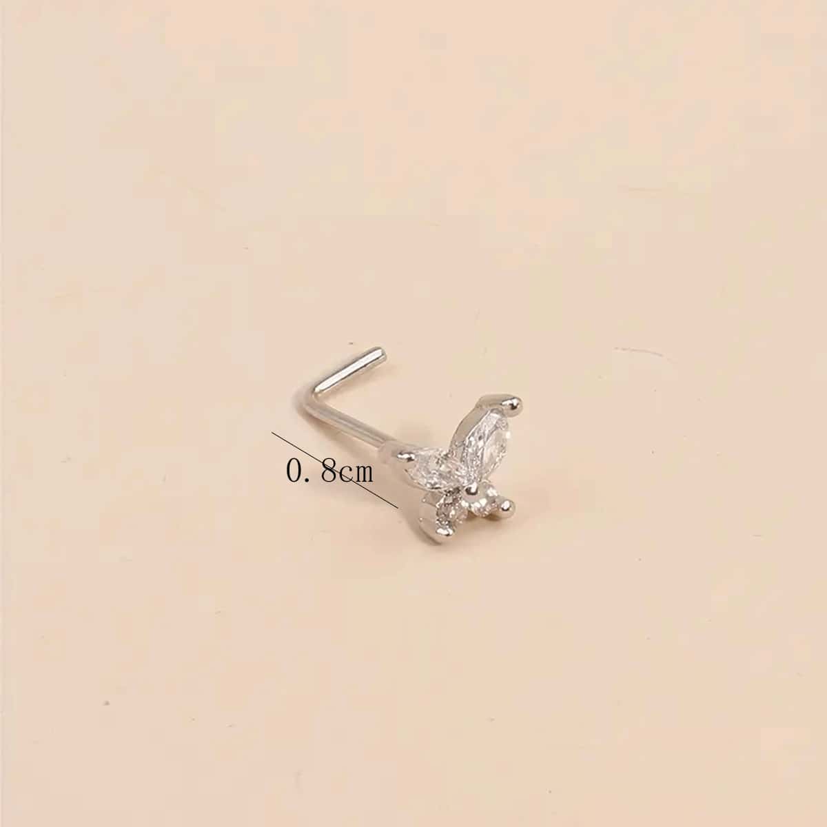 L Shaped Nose Studs Butterfly Screw Nose Rings Stud For Women Men Nose ...