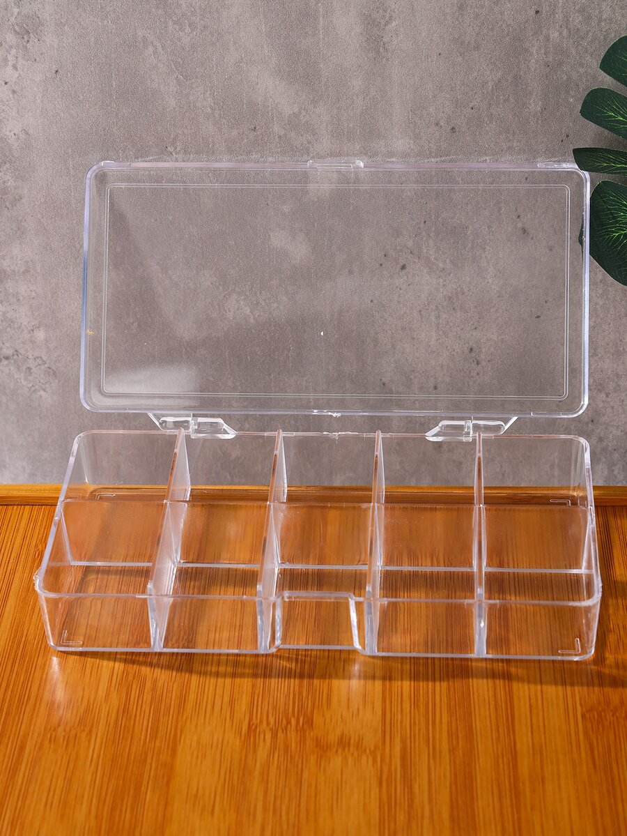 Jewelry Box Clear Plastic Storage Container With Lid And 10 Grids For ...