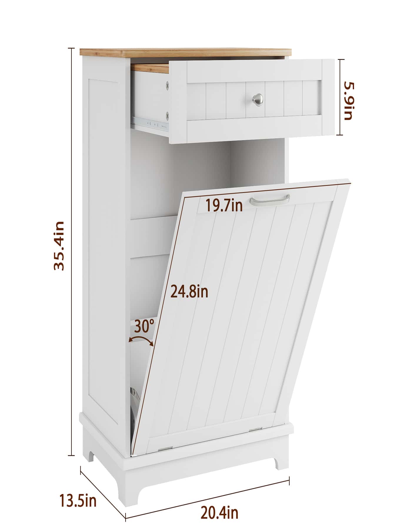 Tilt Out Trash Cabinet, 10 Gallon Trash Bin Cabinet with Solid Wood ...