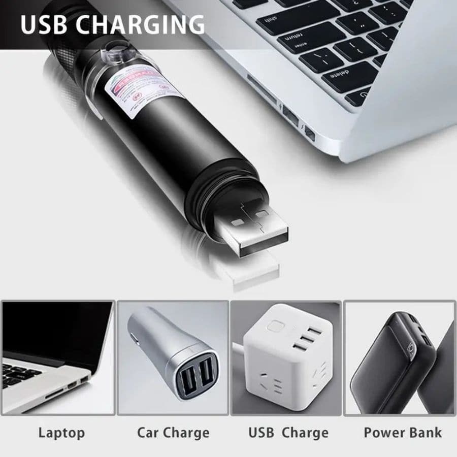 Green Laser Pen, Usb Rechargeable Built-in Battery Laser Flashlight ...