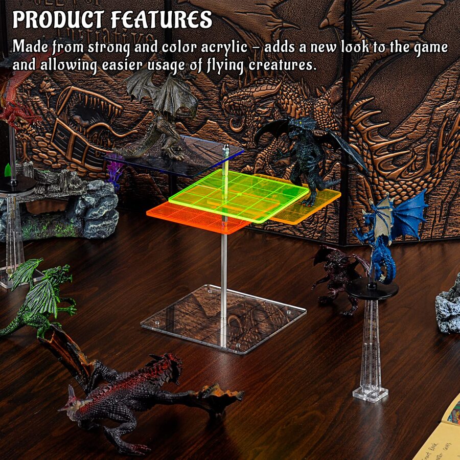 3D Combat Risers Set Colored Acrylic Connected by Metal Pillars Flying ...