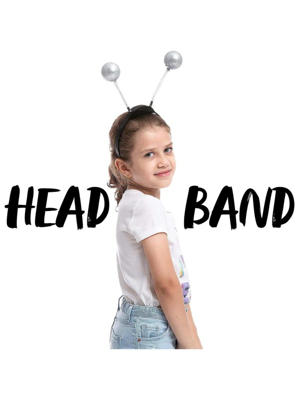 3 Pack LED Silver Martian Antenna Headband, Light UP Alien Headbands ...