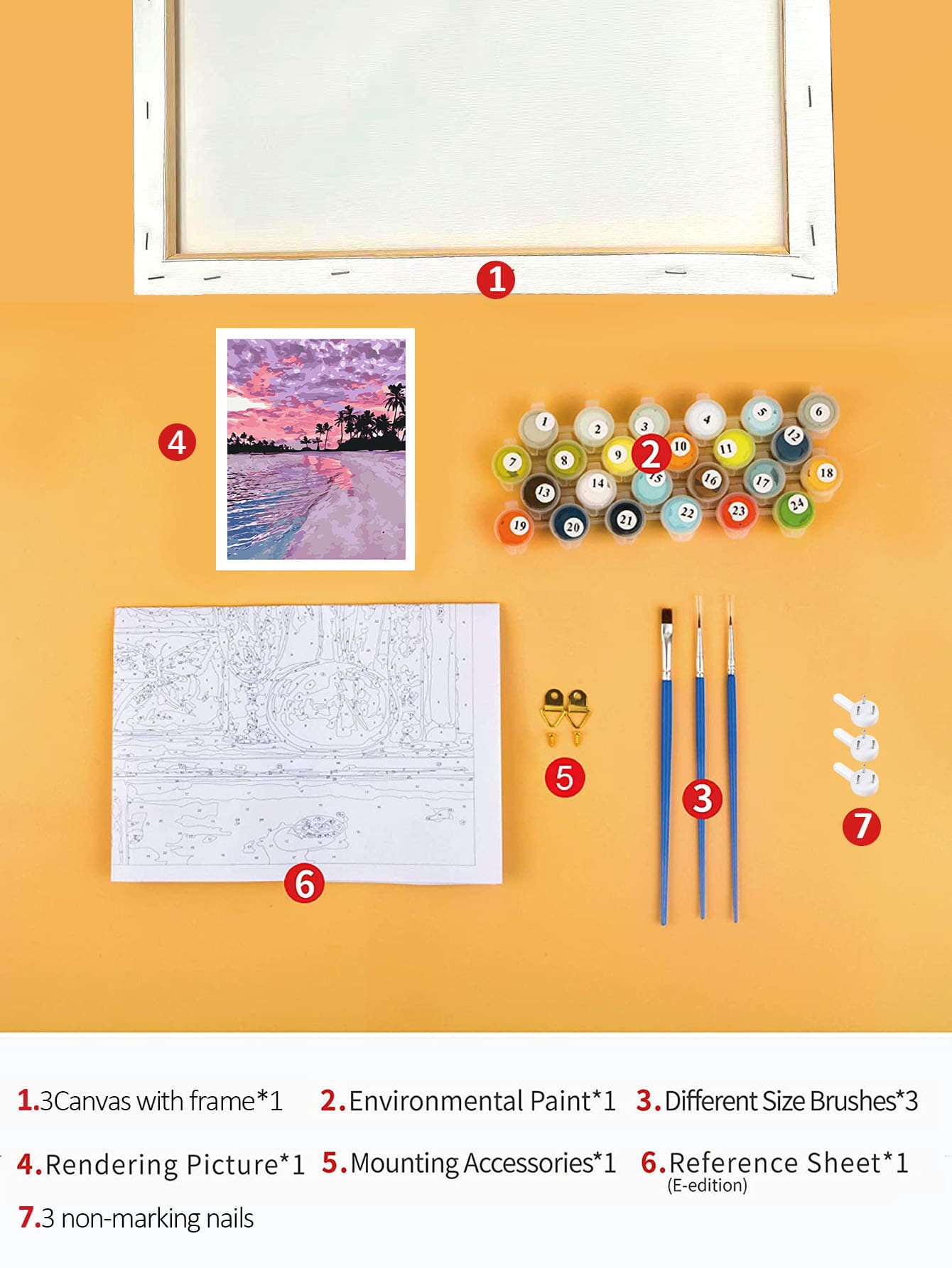 Beach Pattern Paint By Number, DIY Coloring Painting Kit, For DIY ...