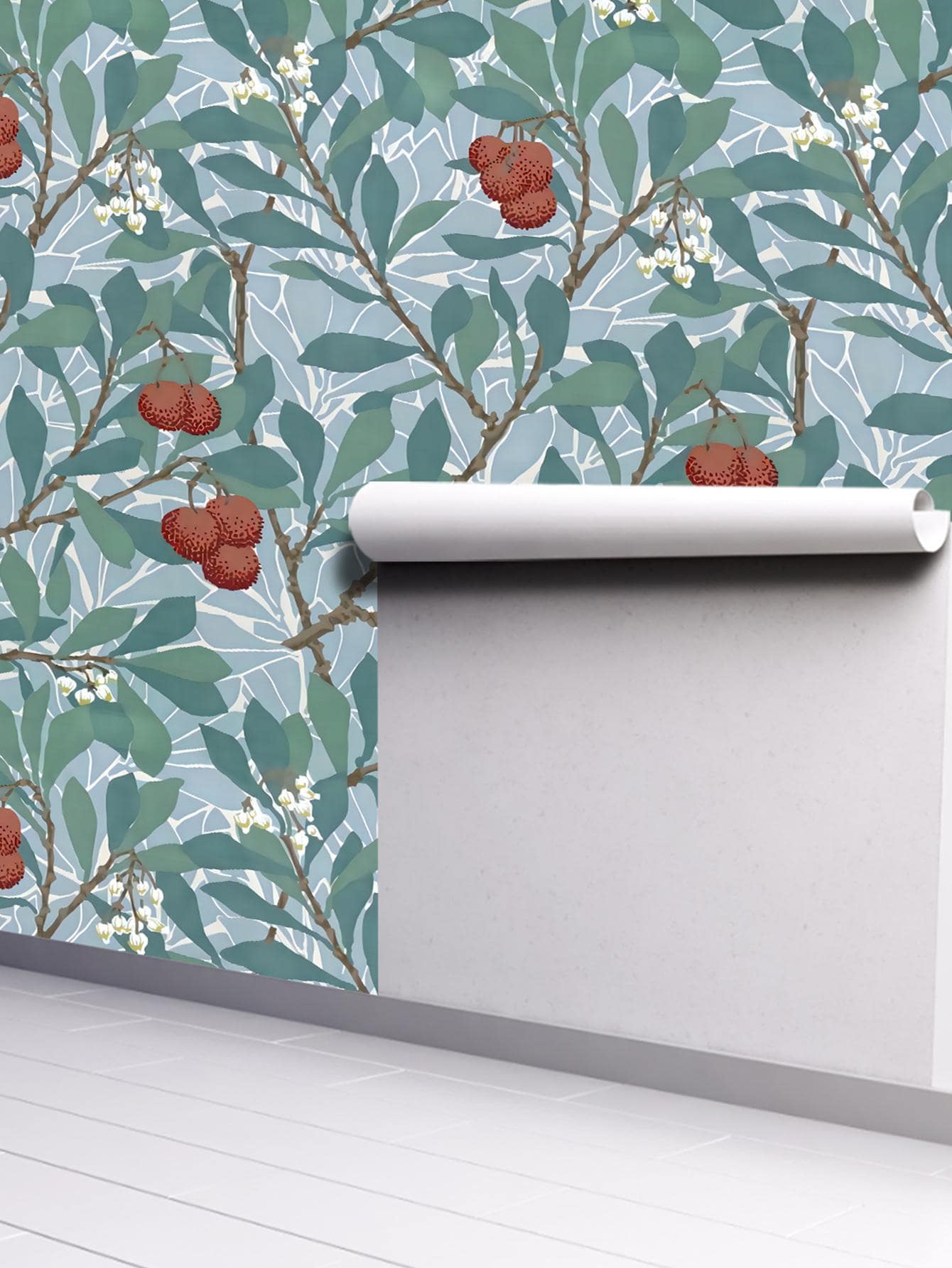 Plant Themed Wallpaper, Vintage Raspberry Peel And Stick Wallpaper ...